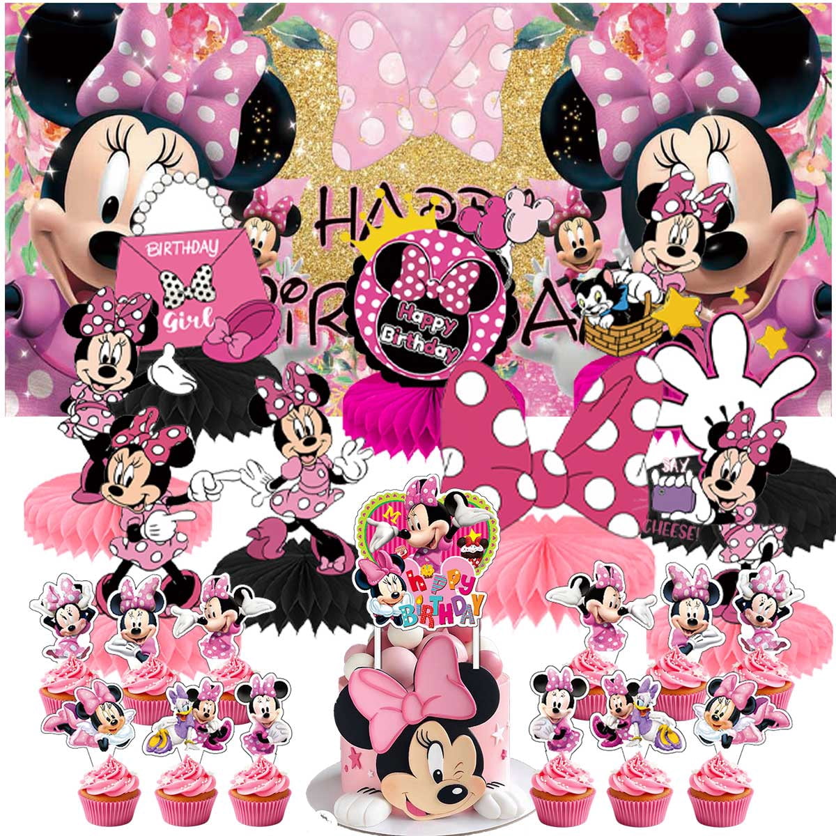 Mouse Party Decorations Centerpieces Honeycomb Table Toppers Backdrop ...