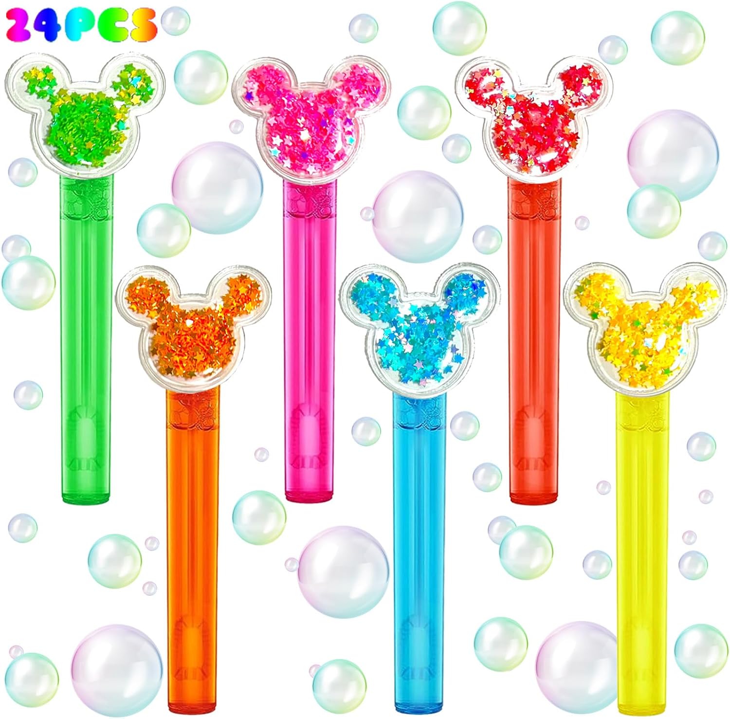 Mouse Party Favors 24Pcs Glitter Mouse Ear Bubble Wands for Kids Cute ...