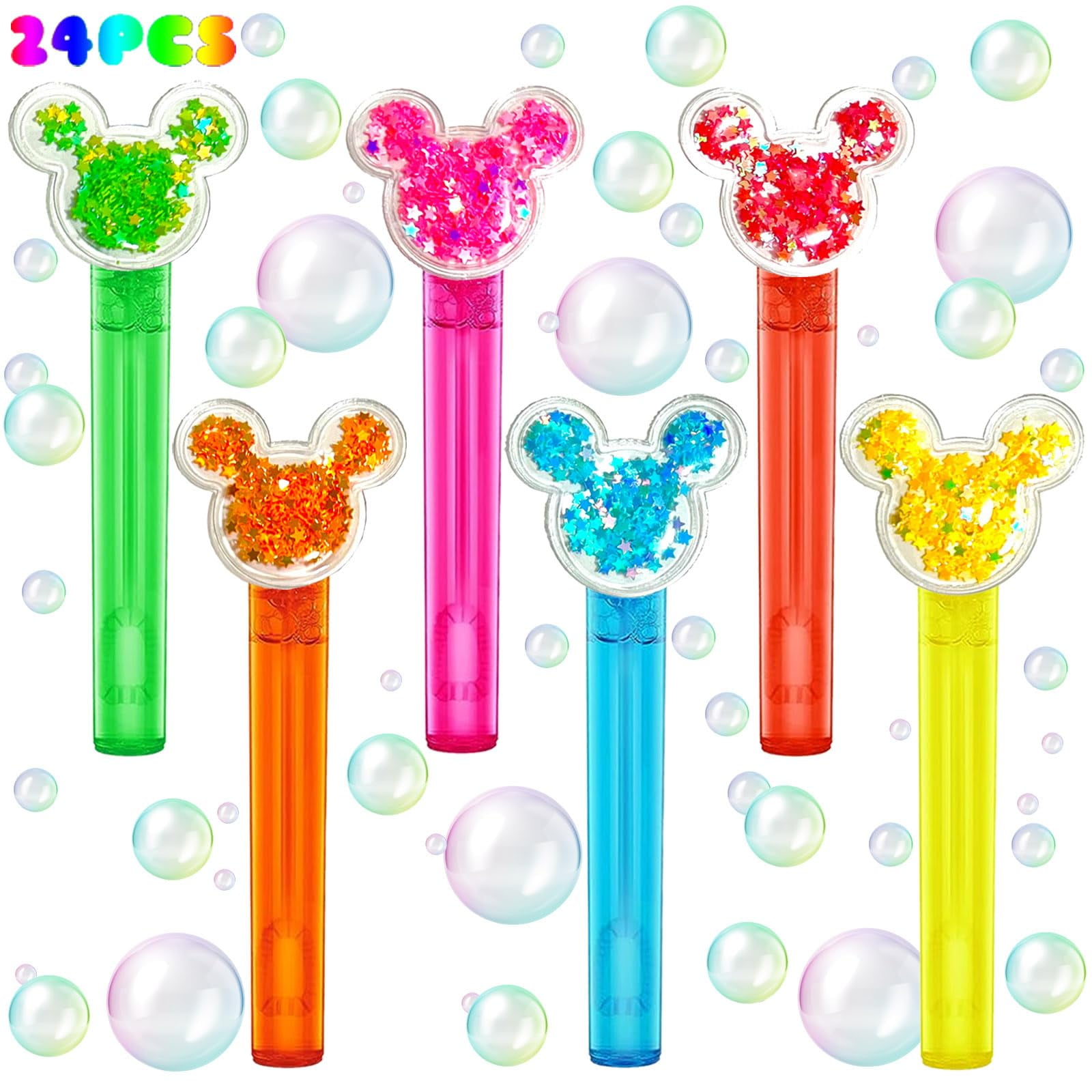 Mouse Party FavorsUMRT 24Pcs Glitter Mouse Ear Bubble Wands for Kids ...