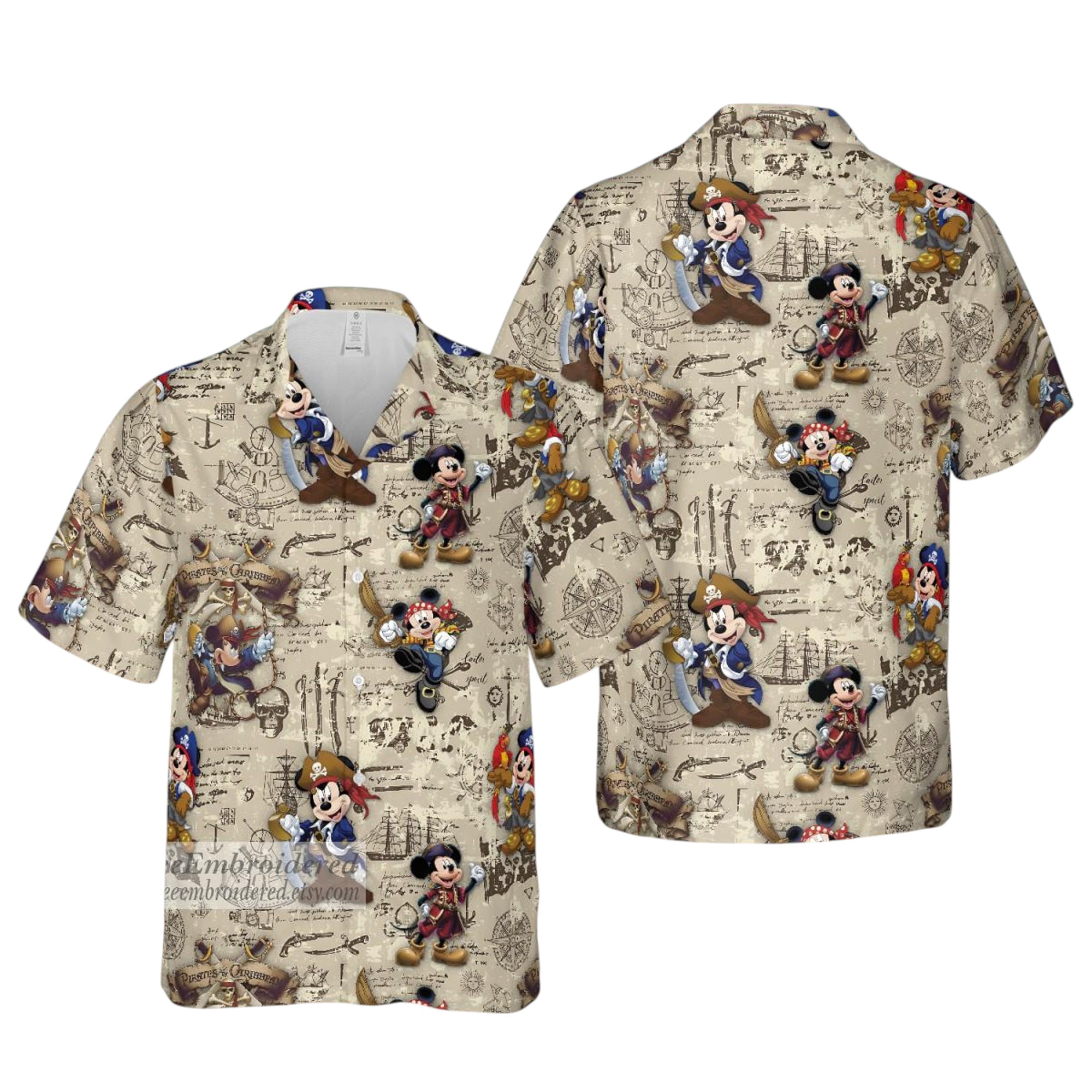 Mouse Pirate Button Shirt And Shorts, Mickey Swim Shorts, Disney Button ...