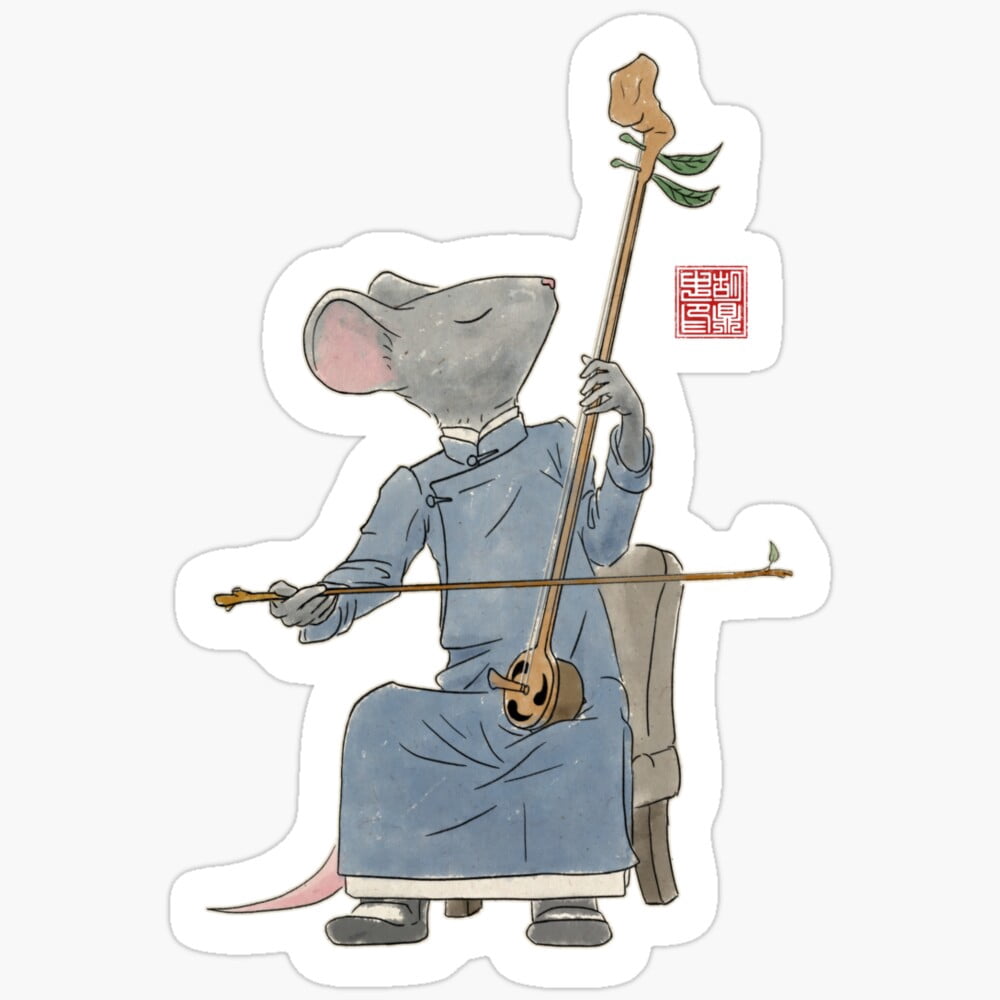Mouse Playing Acorn Erhu Stickerphone Decal Water Bottle Stickers ...