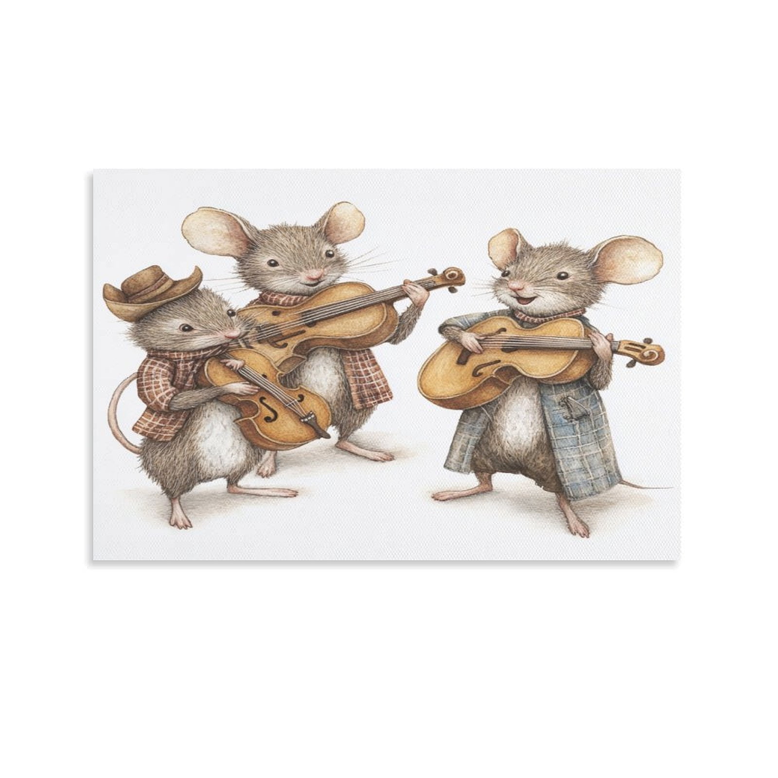 Mouse Playing Musical Instruments Living Room Art Rat & Musical ...