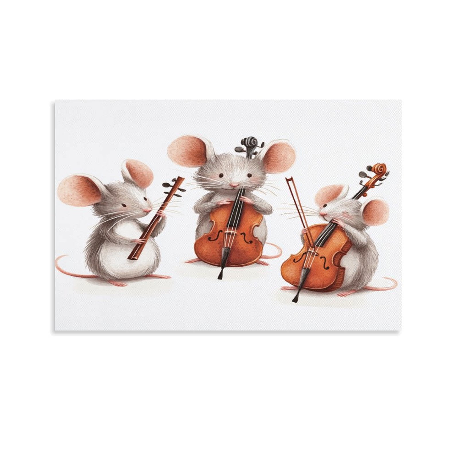 Mouse Playing Musical Instruments Wall Art for Bathroom Adorable Funny ...