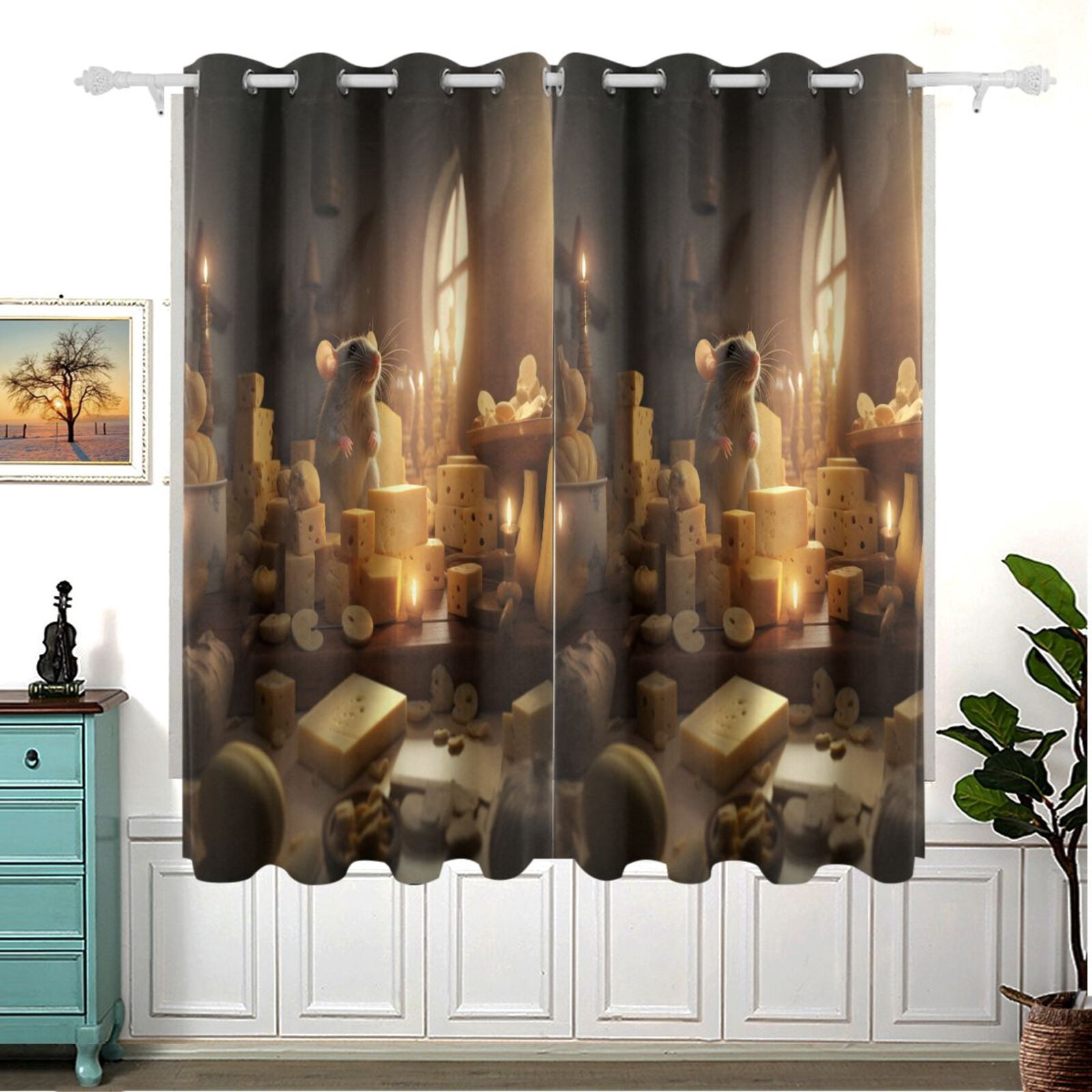 Mouse Rat Windows Blackout Curtain Panels 63x55in Drapes Privacy ...