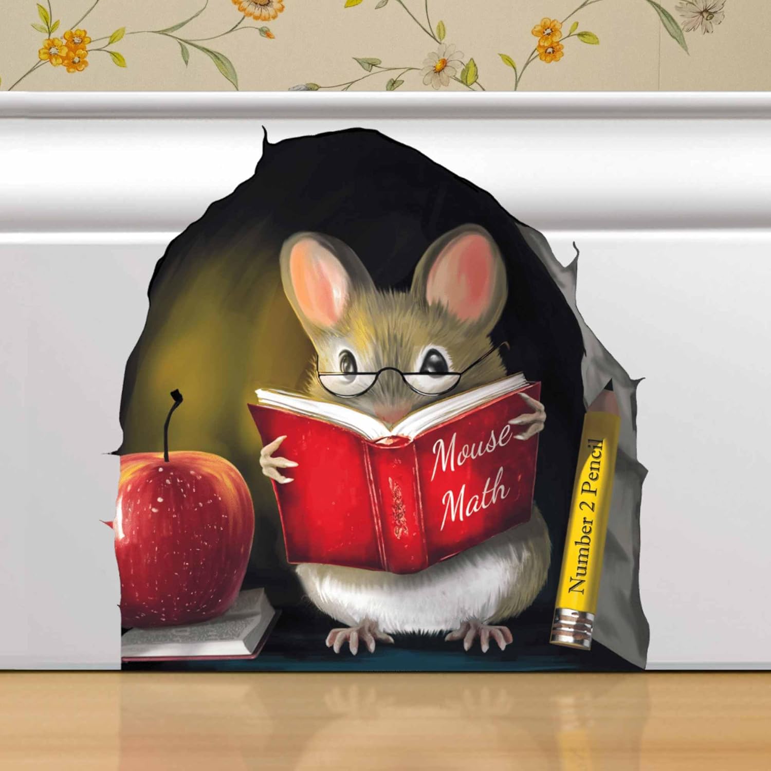 Mouse Reading Book, Wall Decor Sticker Decal, Kids Room, Classroom ...