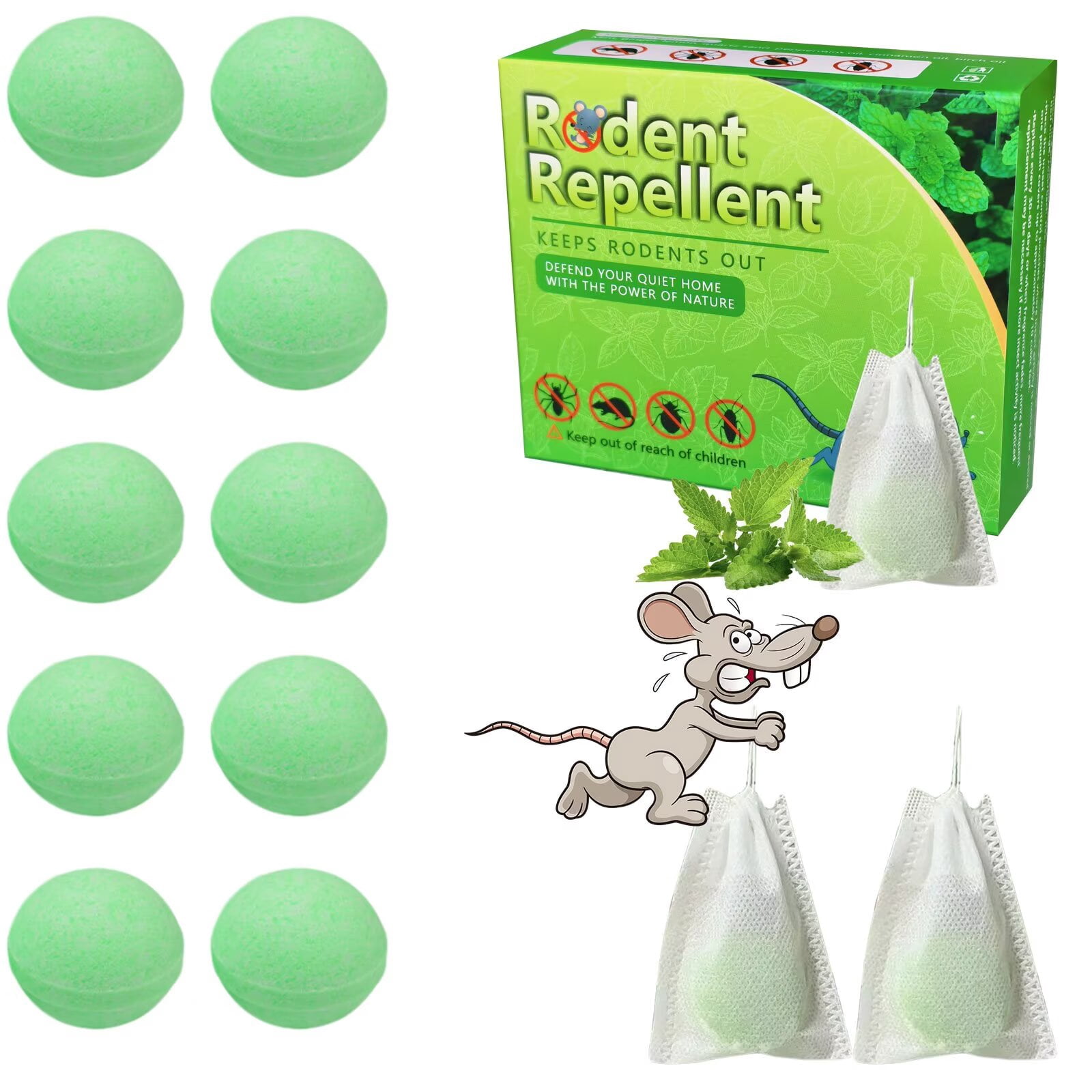 Mouse Rodent Repellent, 10 Pack Peppermint Oil Mouse Repellent Balls ...