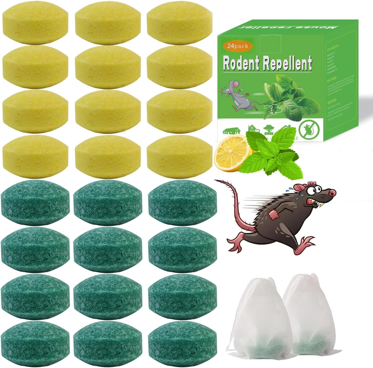 Mouse Rodent Repellent, 24 PCS Peppermint Oil Mouse Repellent Balls for ...