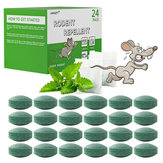 Mouse Rodent Repellent, 24 Pack Peppermint Oil Mouse Repellent Balls ...