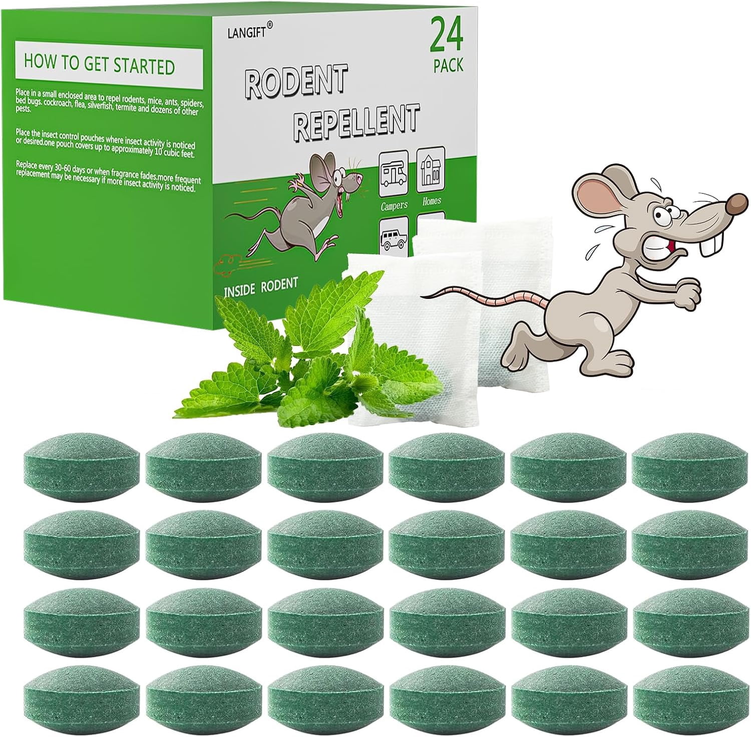 24 Pack Peppermint Oil Mouse Repellent Balls for Rats Mice Deterrent ...