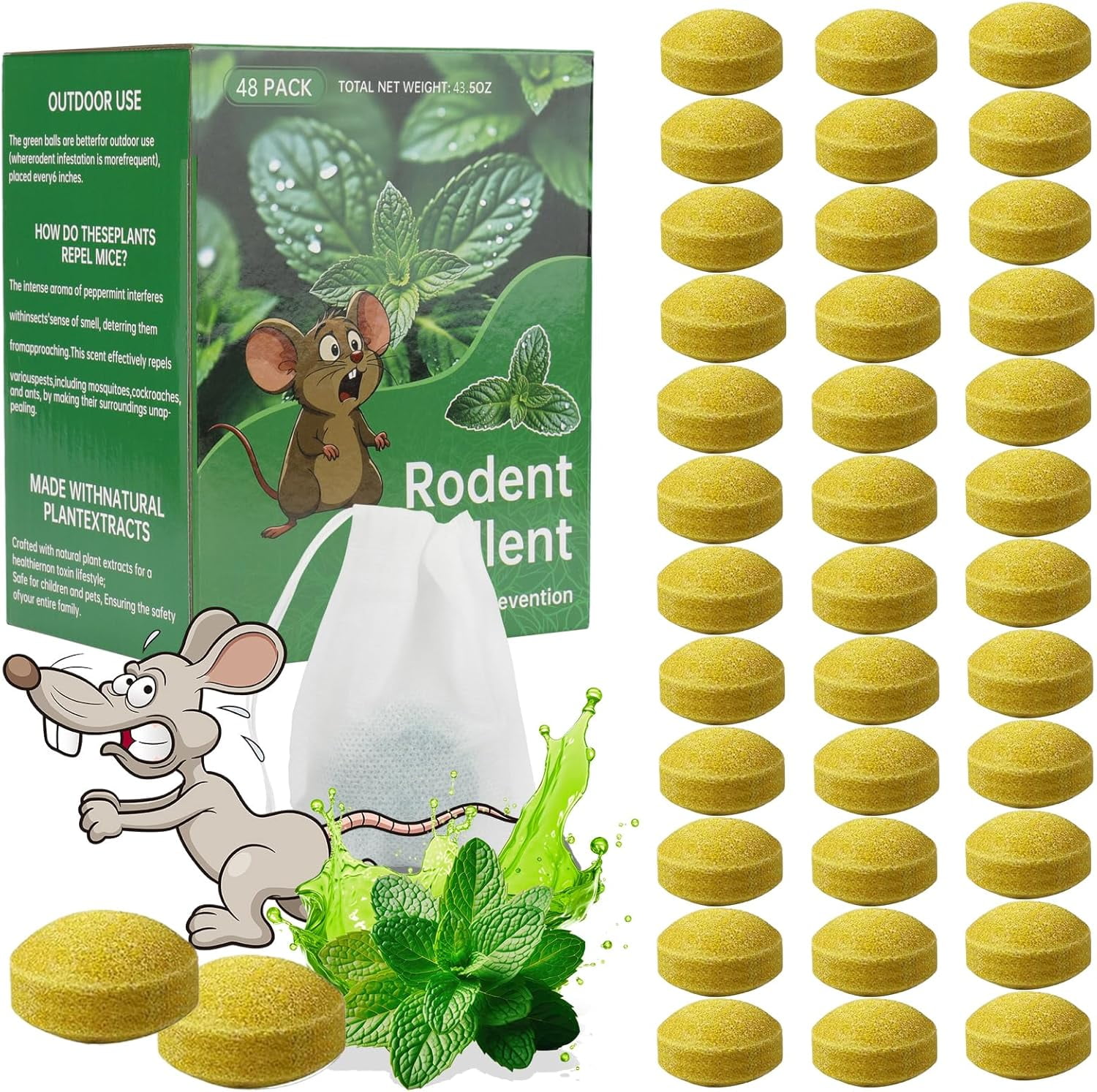 Mouse Rodent lent, 48 Pack Peppermint Lemon Oil Mice lent for Squirrel ...