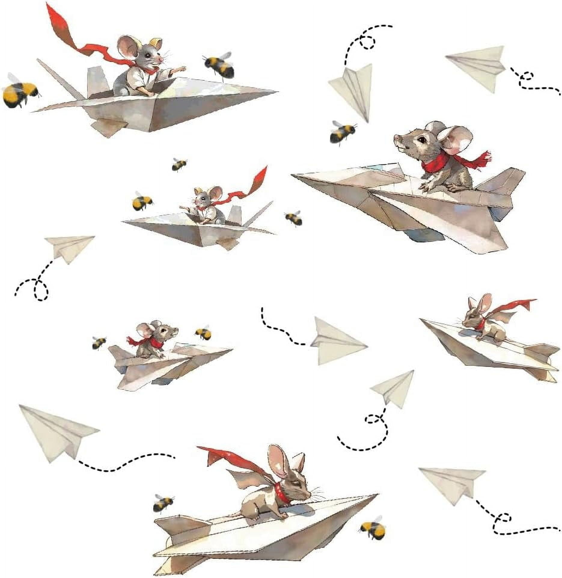 Mouse Wall Stickers Cartoon Paper Airplane Mouse Wall Decals Animal ...