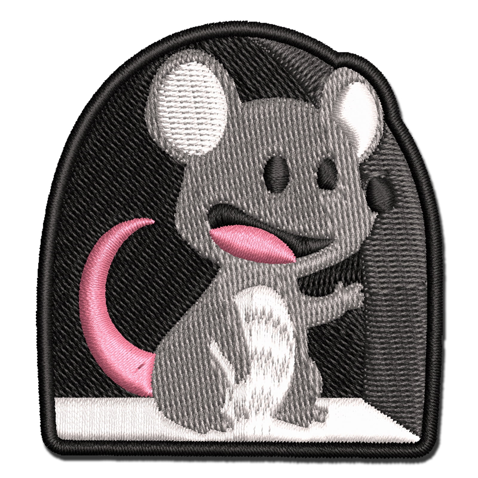 Mouse Waving From Hole Applique Multi-Color Embroidered Hook & Loop Patch - 3 Inch Medium ...
