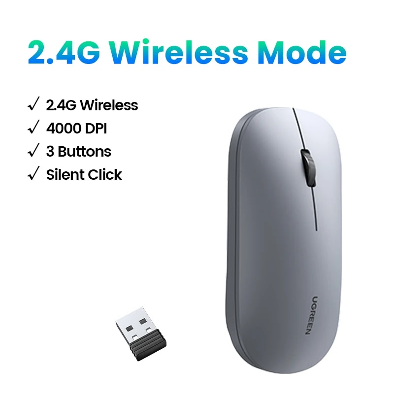 Mouse Wireless Silent Mouse 4000 DPI For Computer Laptop PC Mice Souris ...