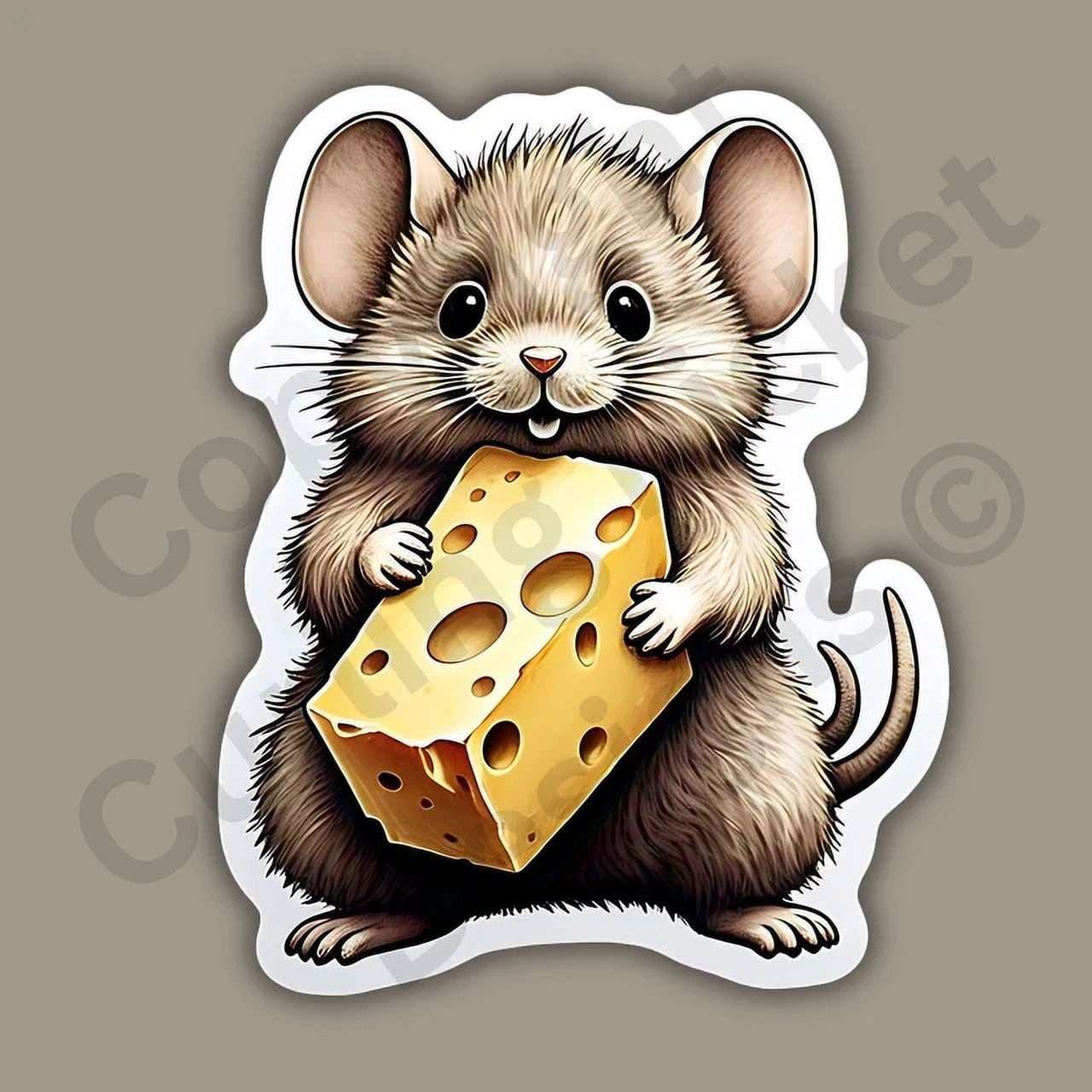 Mouse With A Wedge Of Swiss Cheese Adorable Cute Fun Sticker Phone ...