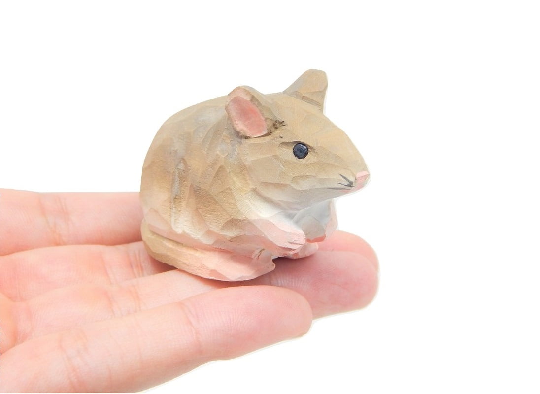 Mouse - Wood Figurine Field House Rat Pet Mice Miniature Handmade ...