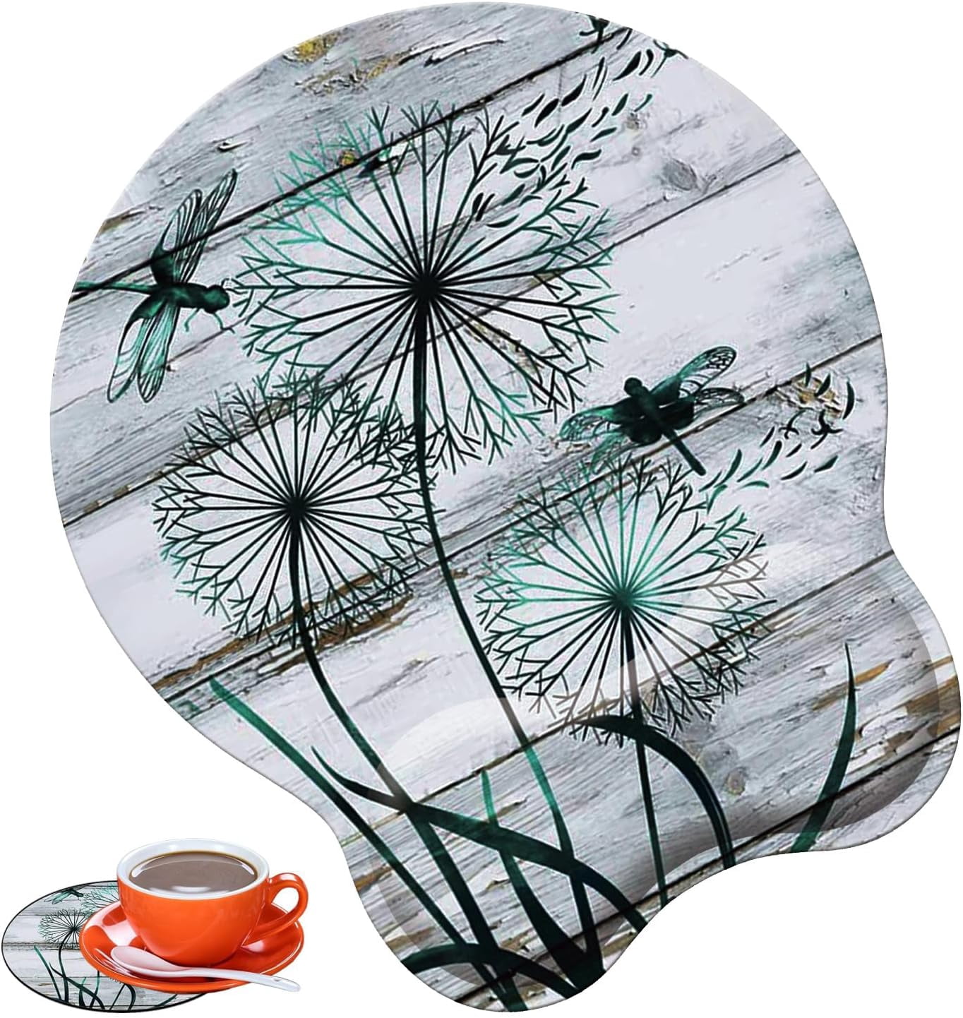 Mouse Wrist Rest Pad and Coaster Combination, Non-Slip Rubber Base ...