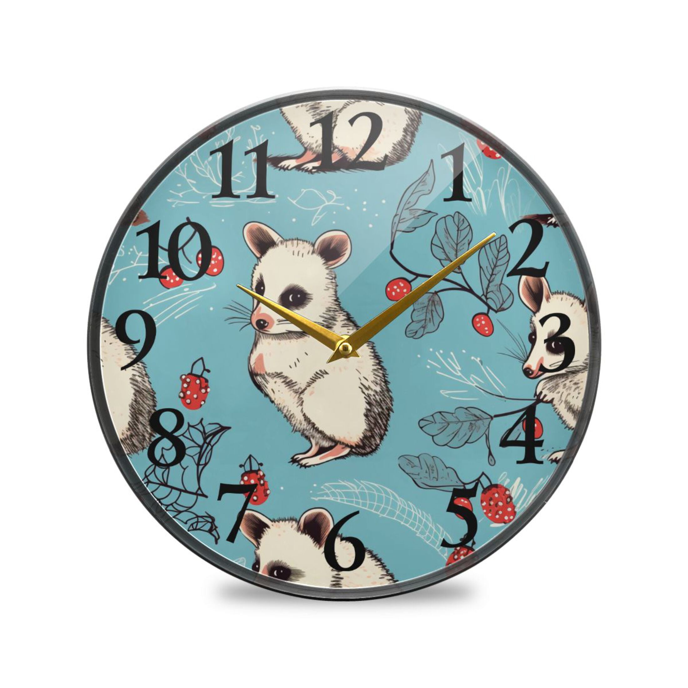 Mouse and Strawberry Wall Clocks Battery Operated 11.9 Inch Round Clock ...