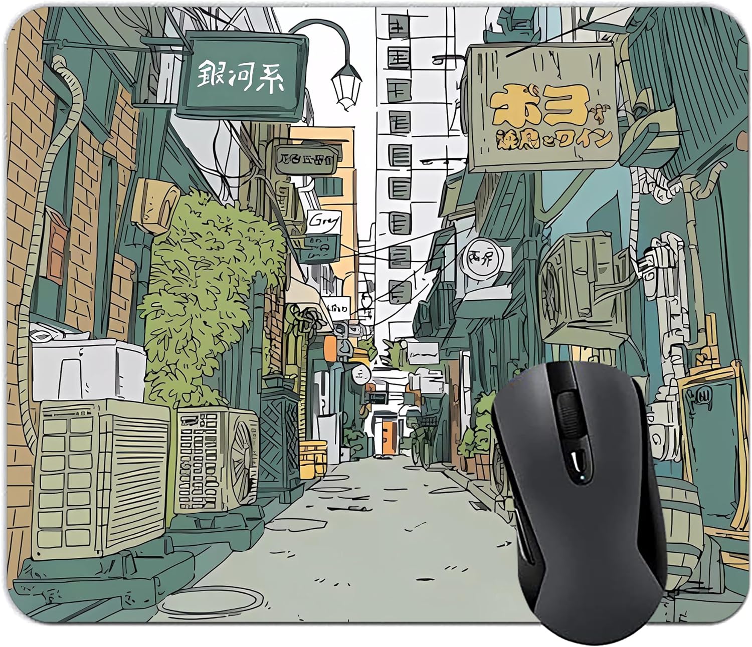 Mouse pad, Cute Anime Japanese Street Soft Light Green Mouse Pads ...