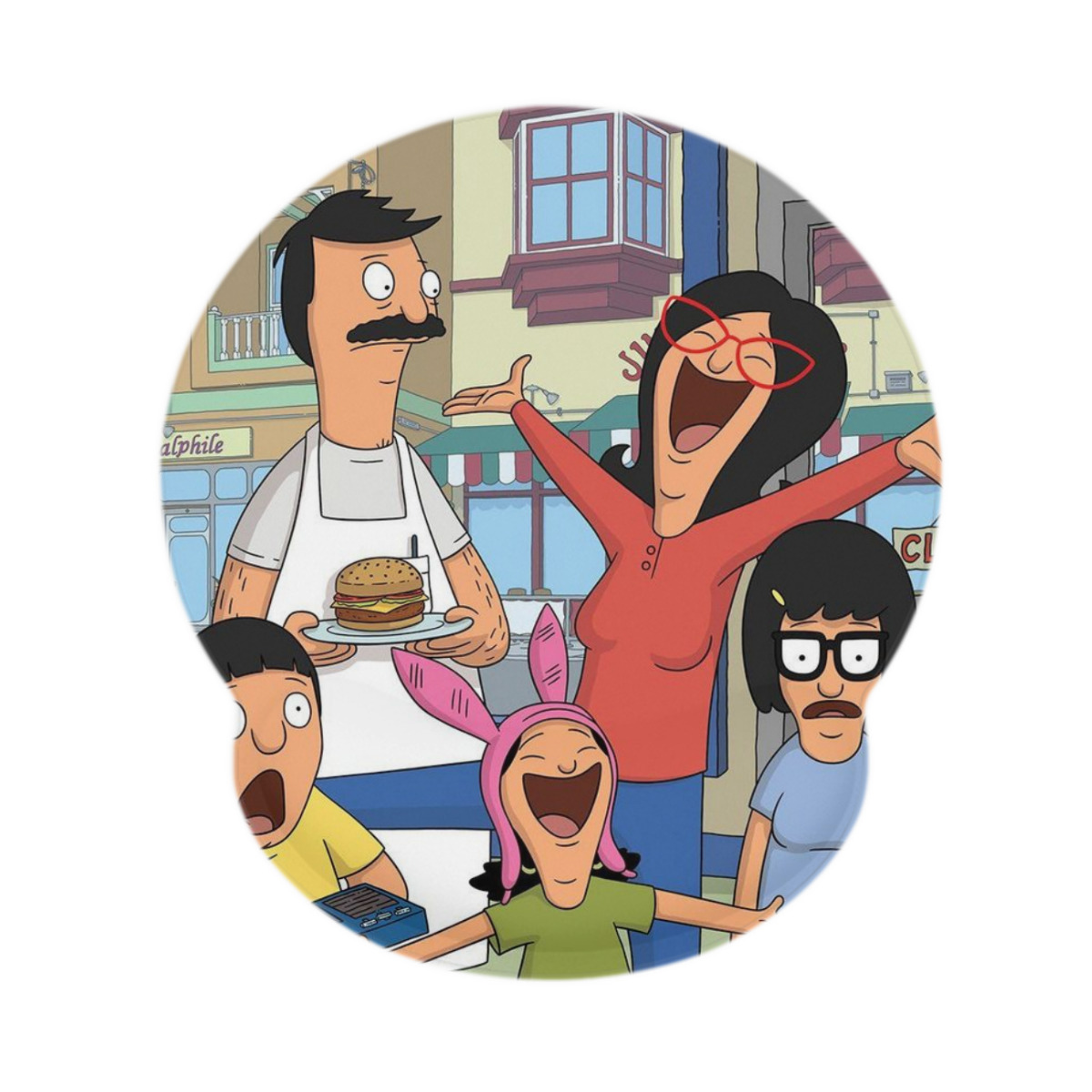 Mouse pad with wrist support Black Bob's Burgers non-slip rubber base ...