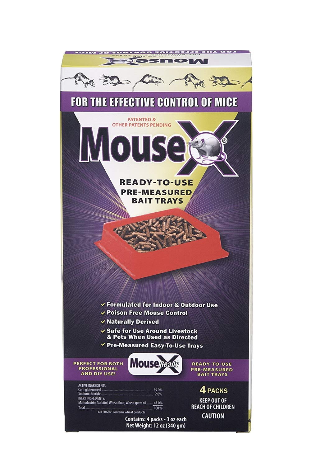 MouseX 620109 Ready to Use Bait Trays for Mice and Rats, 4 Pack ...
