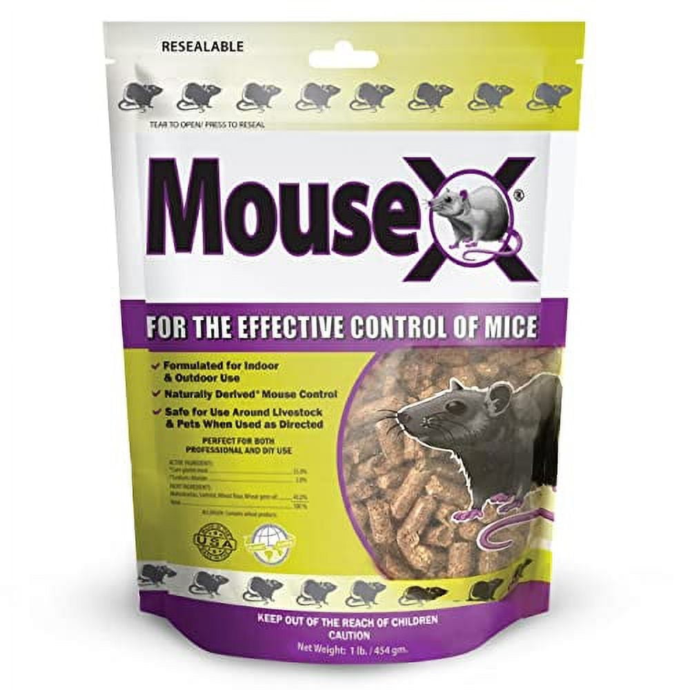 MouseX Bait Pellets, All-Natural Poison Free Humane Rat and Mouse Rodenticide Pellets, 1 lb. Bag ...