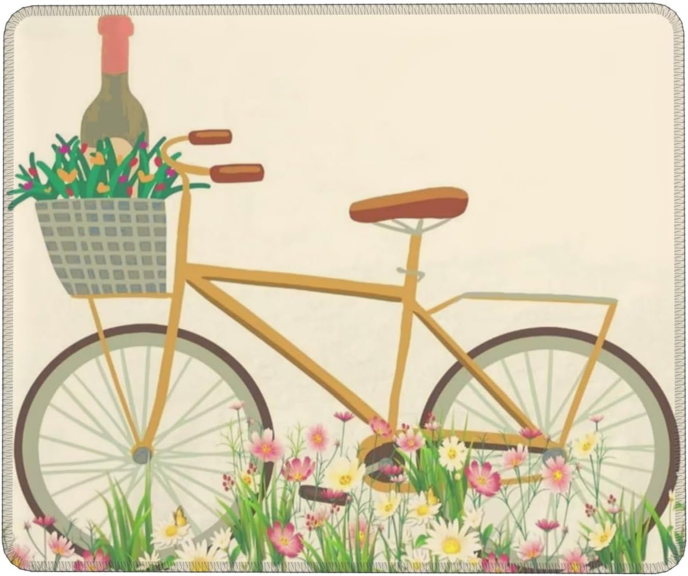 Mousepad 10x12 Inch Wildflowers Bike and Wine Small Mouse Pad Cute ...