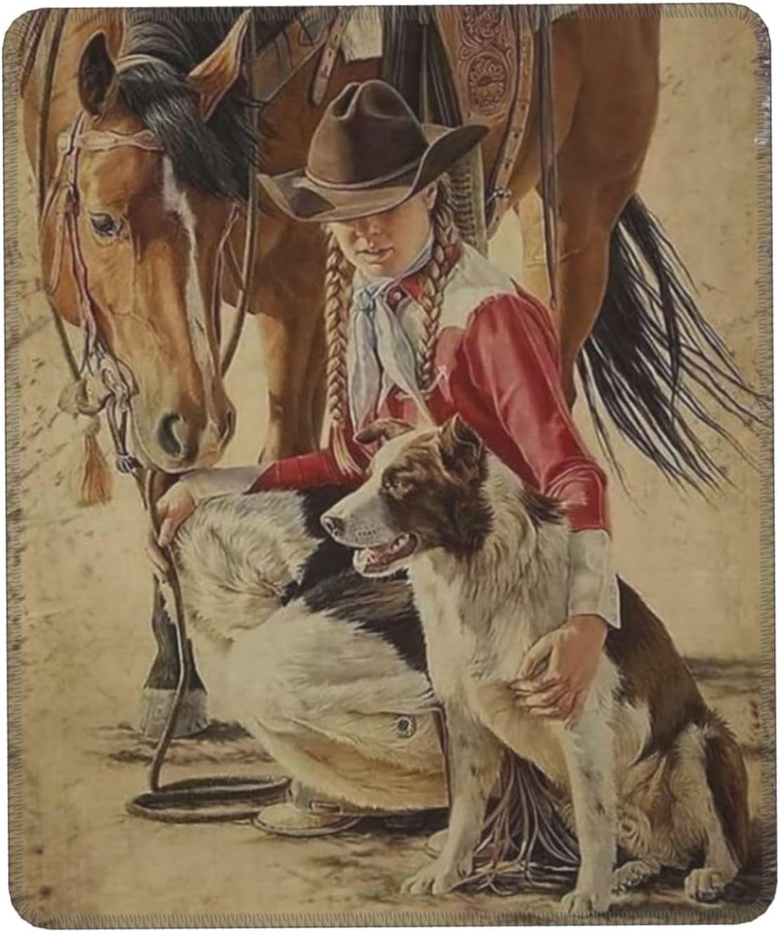 Mousepad 7.9x9.5 Inch Cowgirl with Horses and Dogs and She Lived Happily Ever After Horse Mouse ...