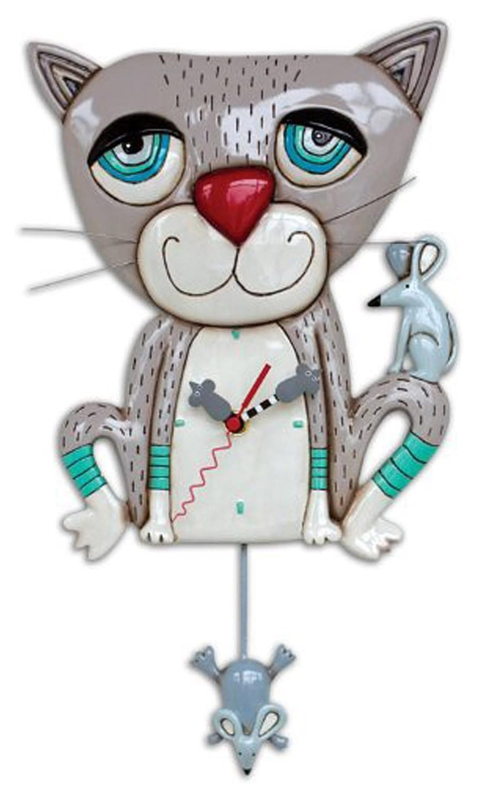 Mouser The Cat Gray Kitty Meow Pendulum Battery Wall Clock - Walmart.com