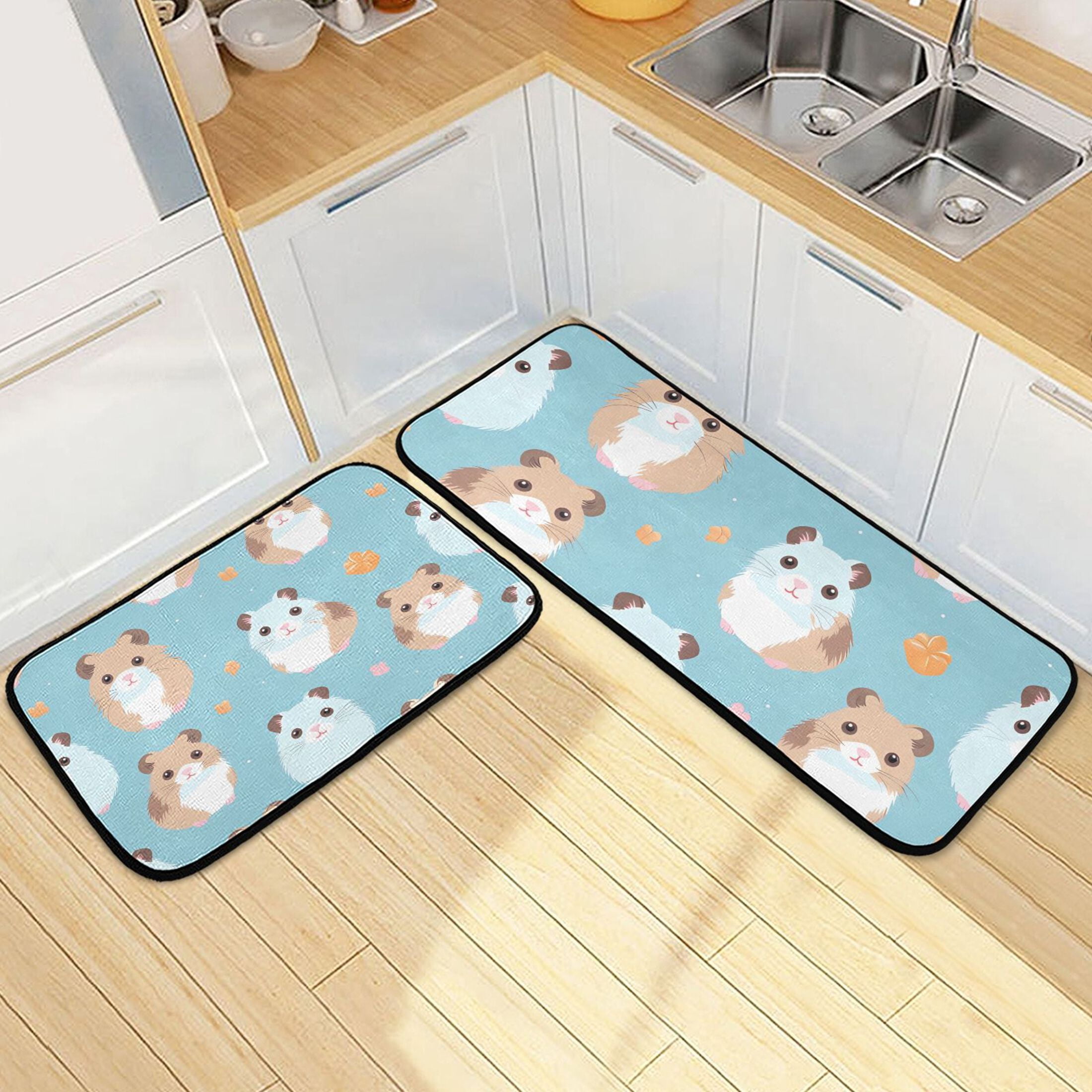 Mouses Cartoon Cute Kitchen Rugs Set of 2 Non Slip Floor Foam Mat ...