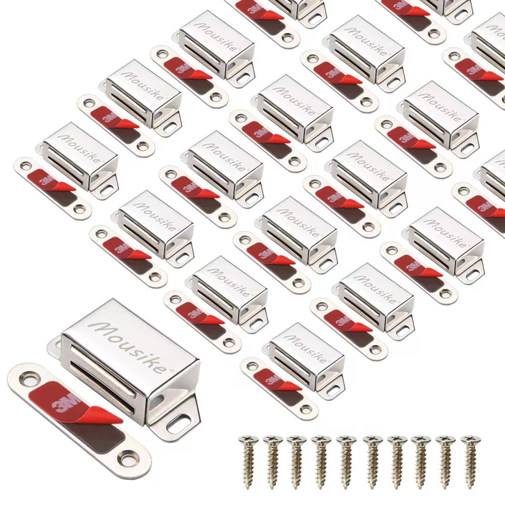 Mousike Cabinet Magnets 25lb Stainless Steel Magnetic Door Catch with ...