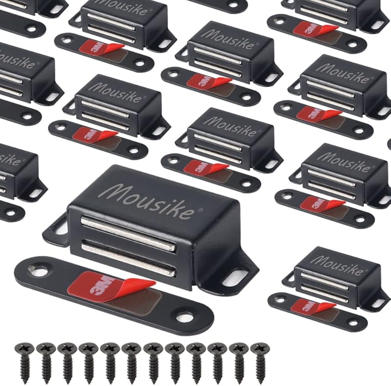Mousike Cabinet Magnets 30lb Black Door Magnets with Strong Magnetic ...