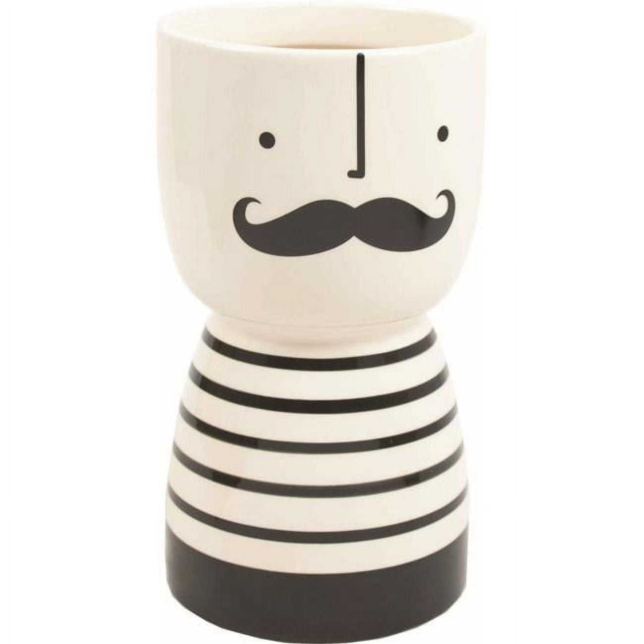 Moustache Man with Black & White Striped Base Planter - Walmart.com