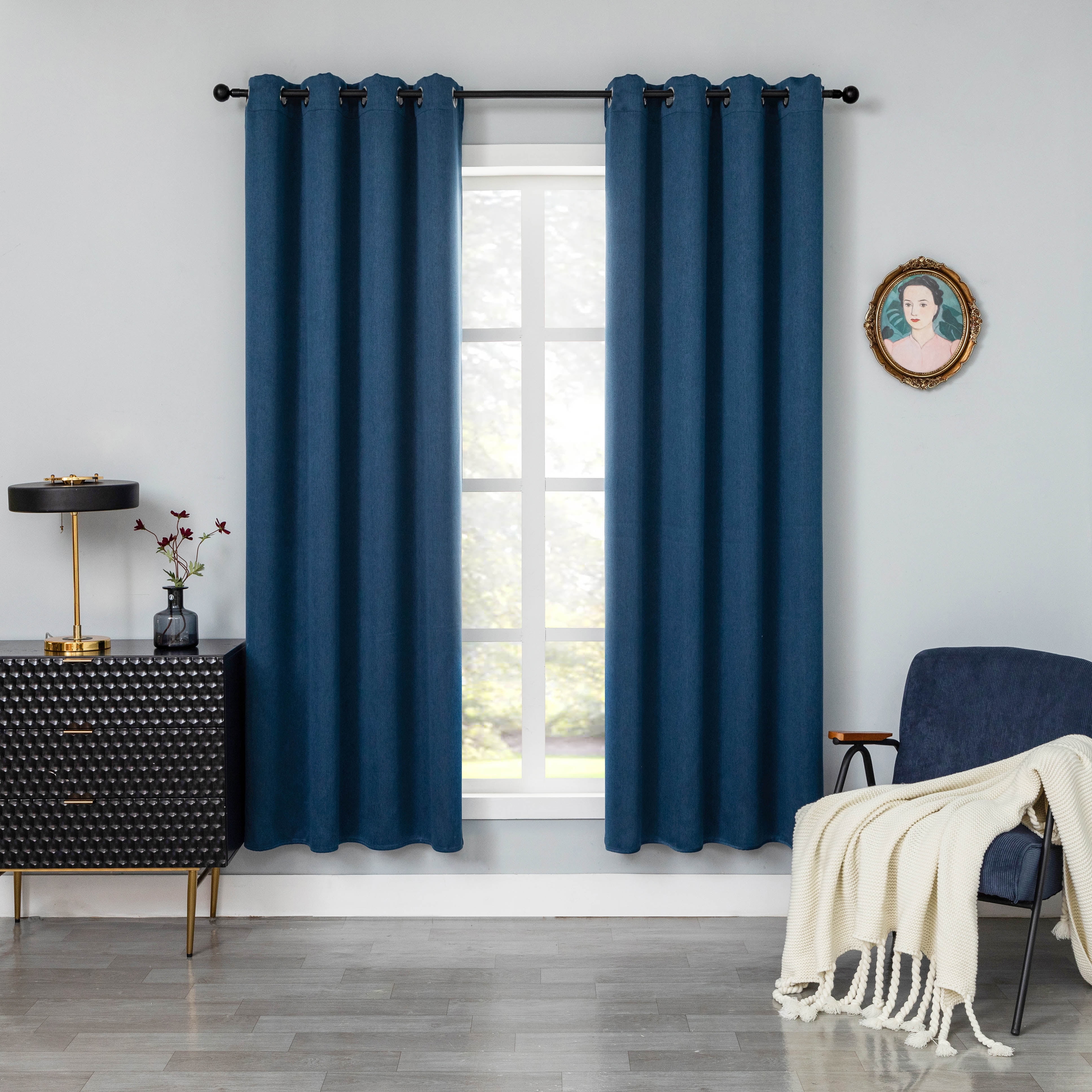 Moutainwind Polyester Solid Color Blackout Thermal Grommet Curtain ...