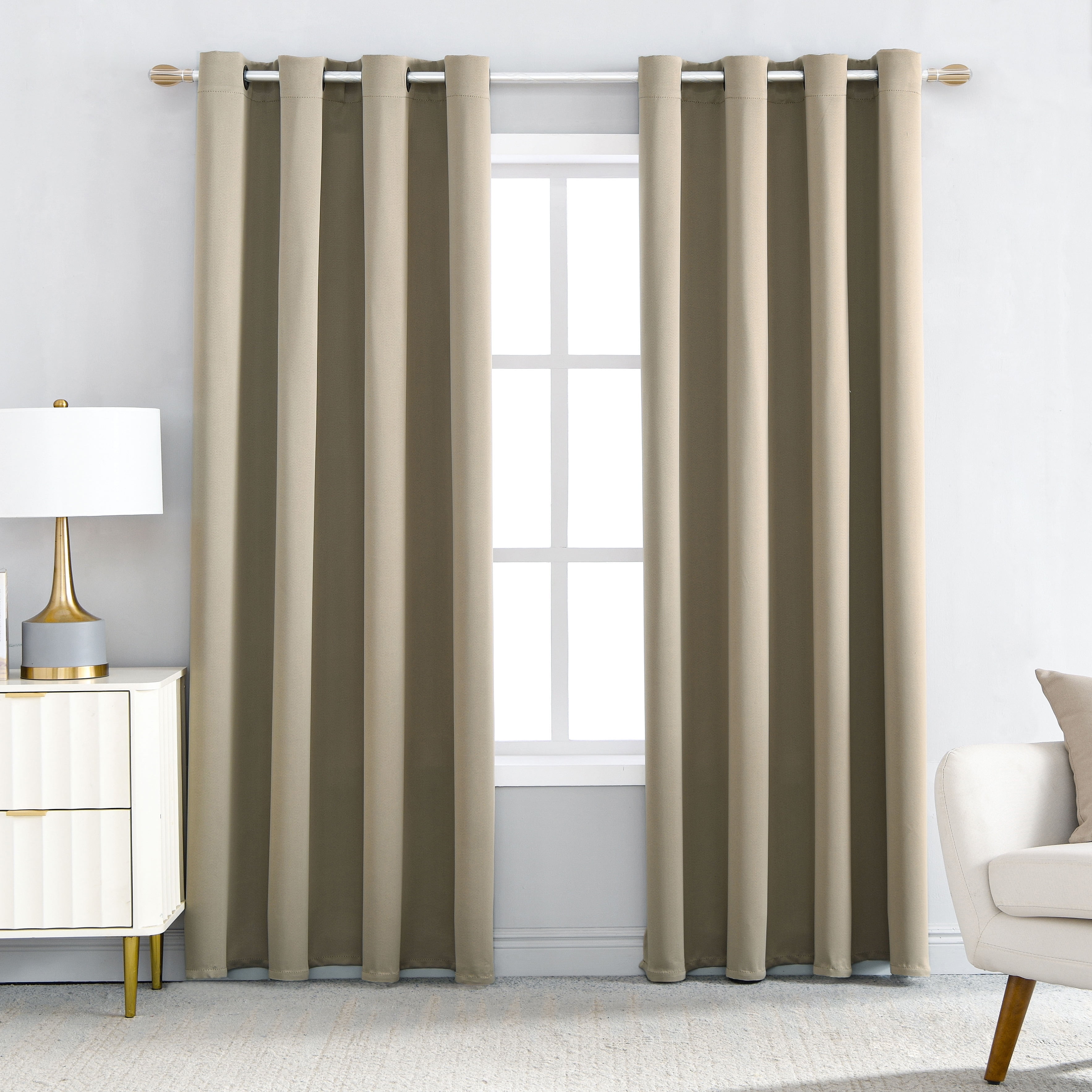 Moutainwind Solid Color Metal Grommet Blackout Thermal Curtain Panel ...