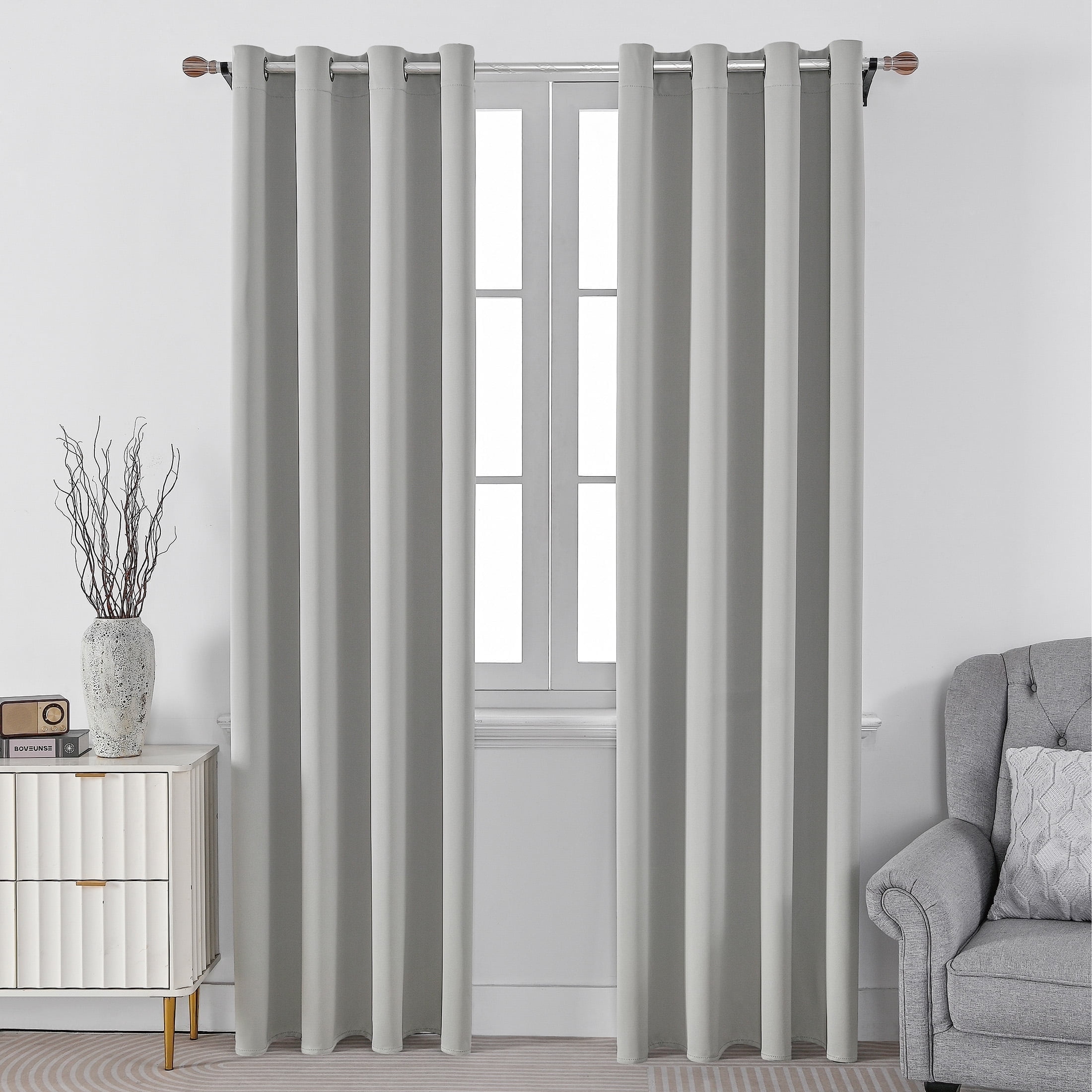 Moutainwind Solid Color Metal Grommet Room Darkening Curtain Panel (Set ...