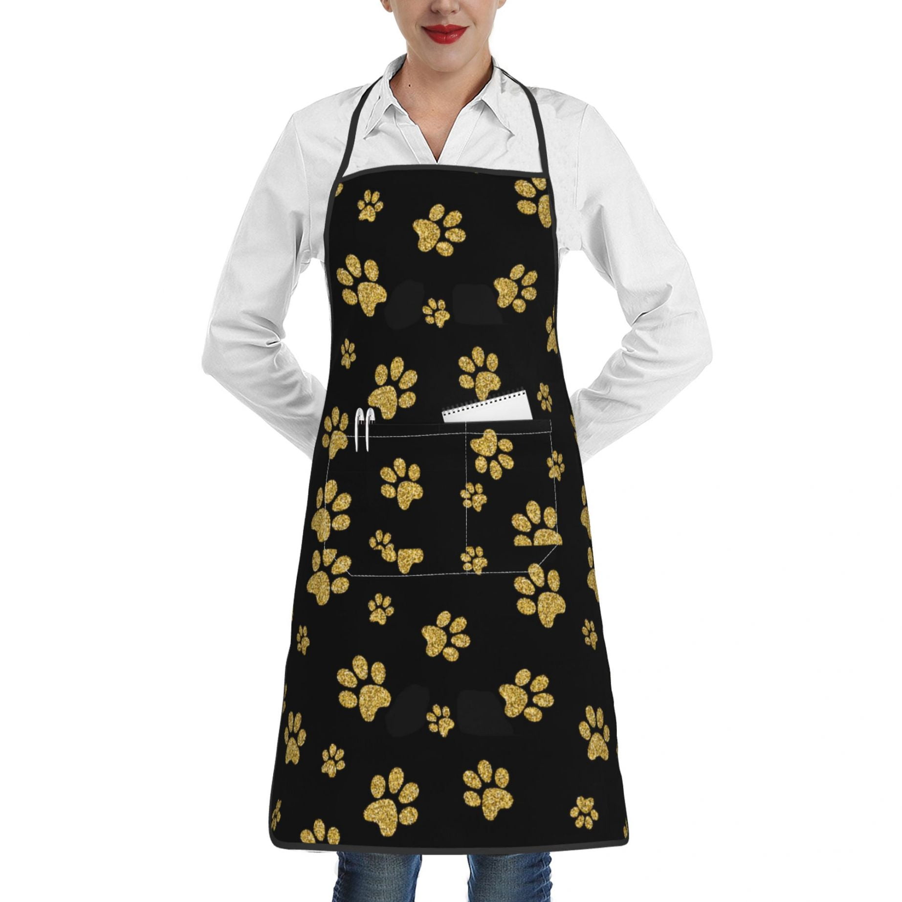 Mouth Face Mask Gold Dog Paw Women'S And Men'S Kitchen Waterproof Apron ...