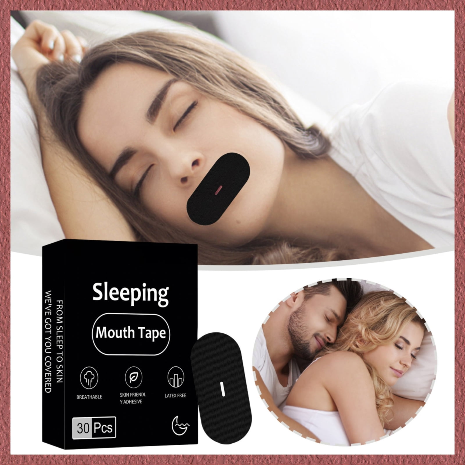 Mouth Tape for Sleeping with Hole – Oval Closed Mouth Breathing Strips ...