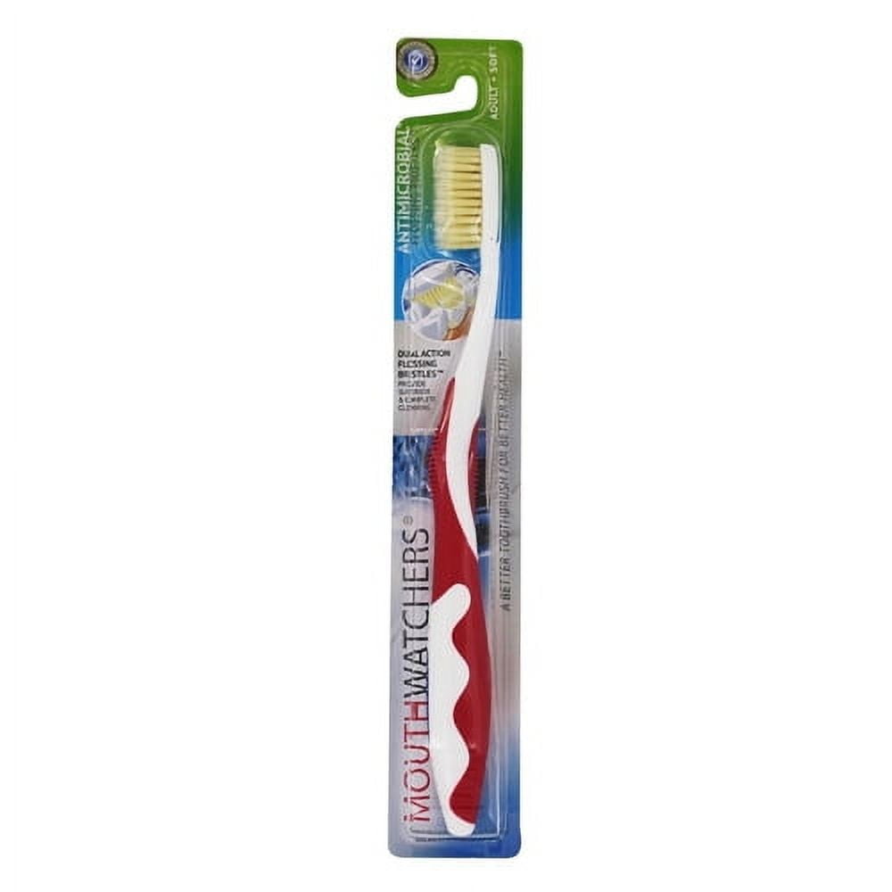 Mouth Watchers Antimicrobial Flossing Bristles Toothbrush, Red, 1 Ea ...