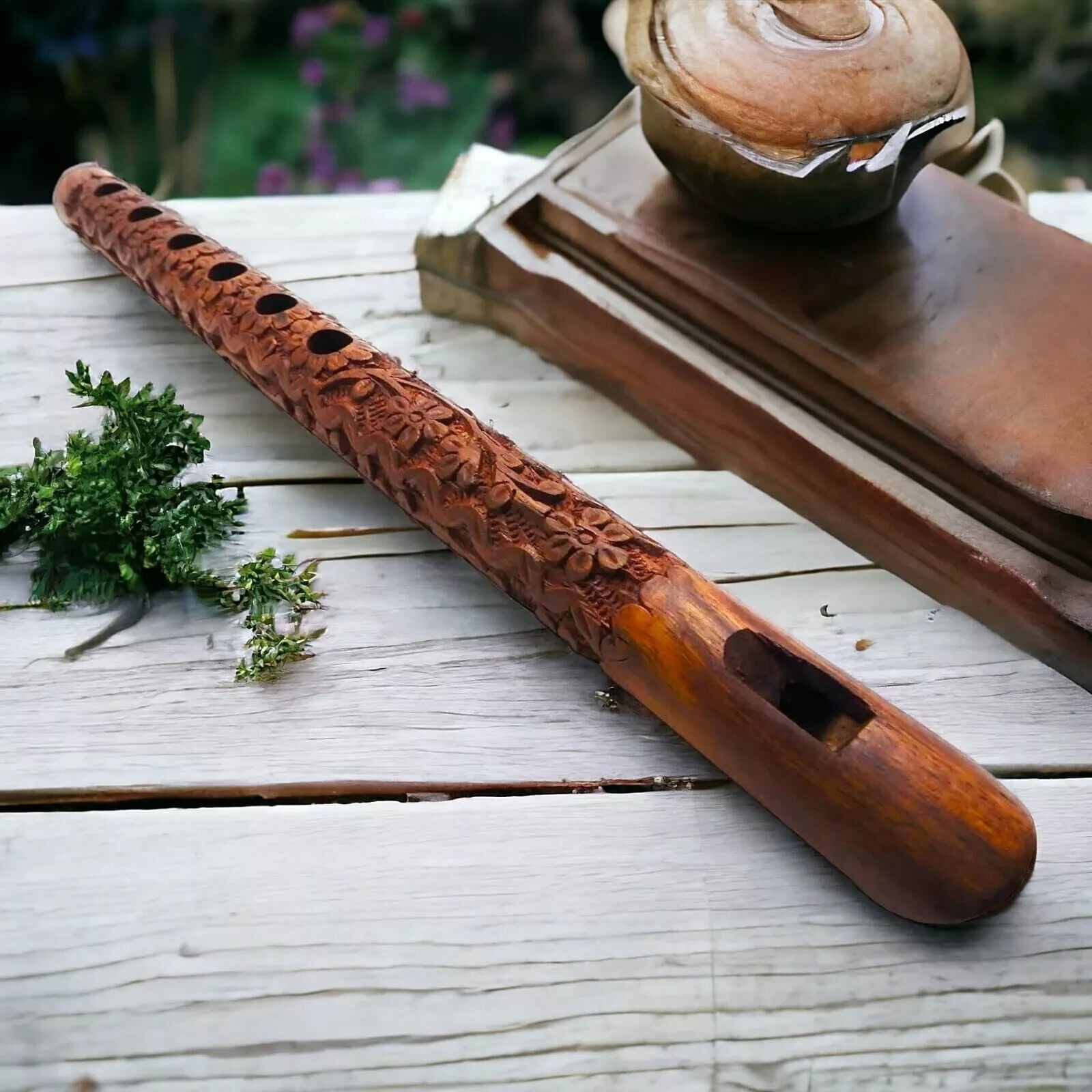 Mouth Woodwind Flute Wooden Traditional Hand Carved, Great Sound Indian ...