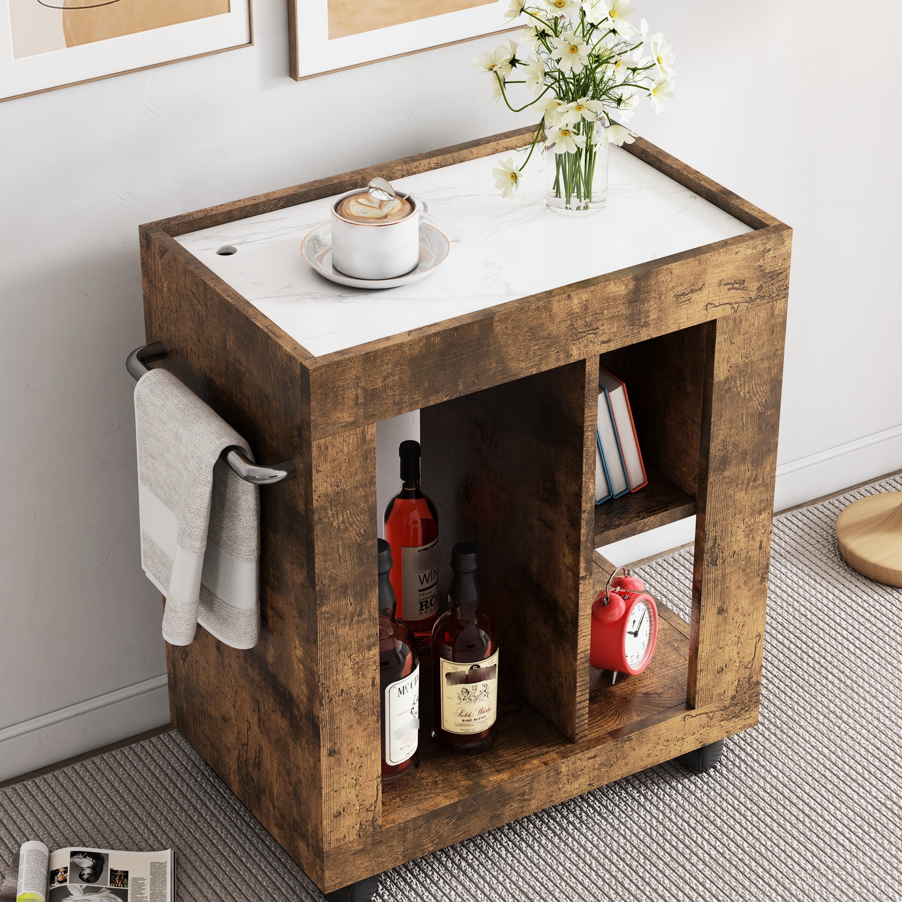 Movable Bookcase / Clear Wood Grain, Embossing Process / Adds Natural ...