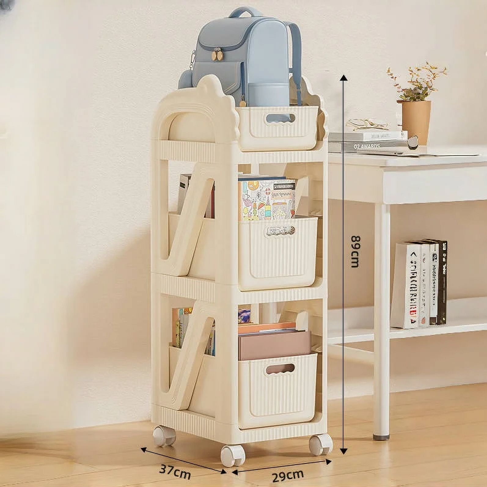 Movable Bookshelves Rolling Cart School Bag Shelves Drawer Style ...