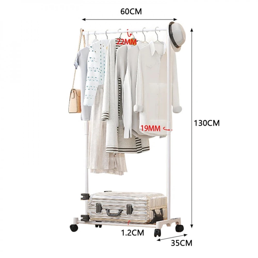 Movable Coat Rack Bedroom Clothes Hanger Pulley Shelf Clothes Storage ...