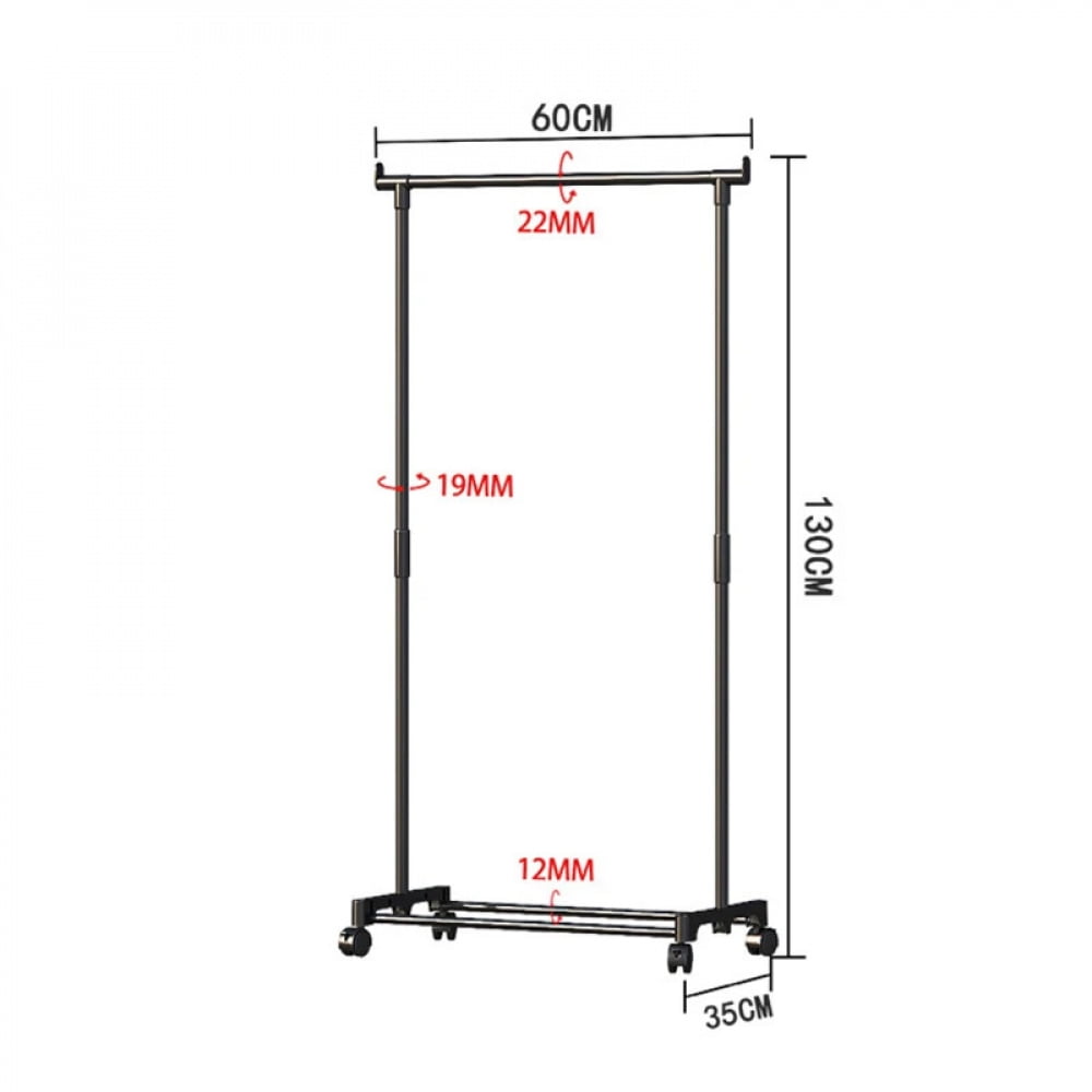 Movable Coat Rack Bedroom Clothes Hanger Pulley Shelf Clothes Storage ...