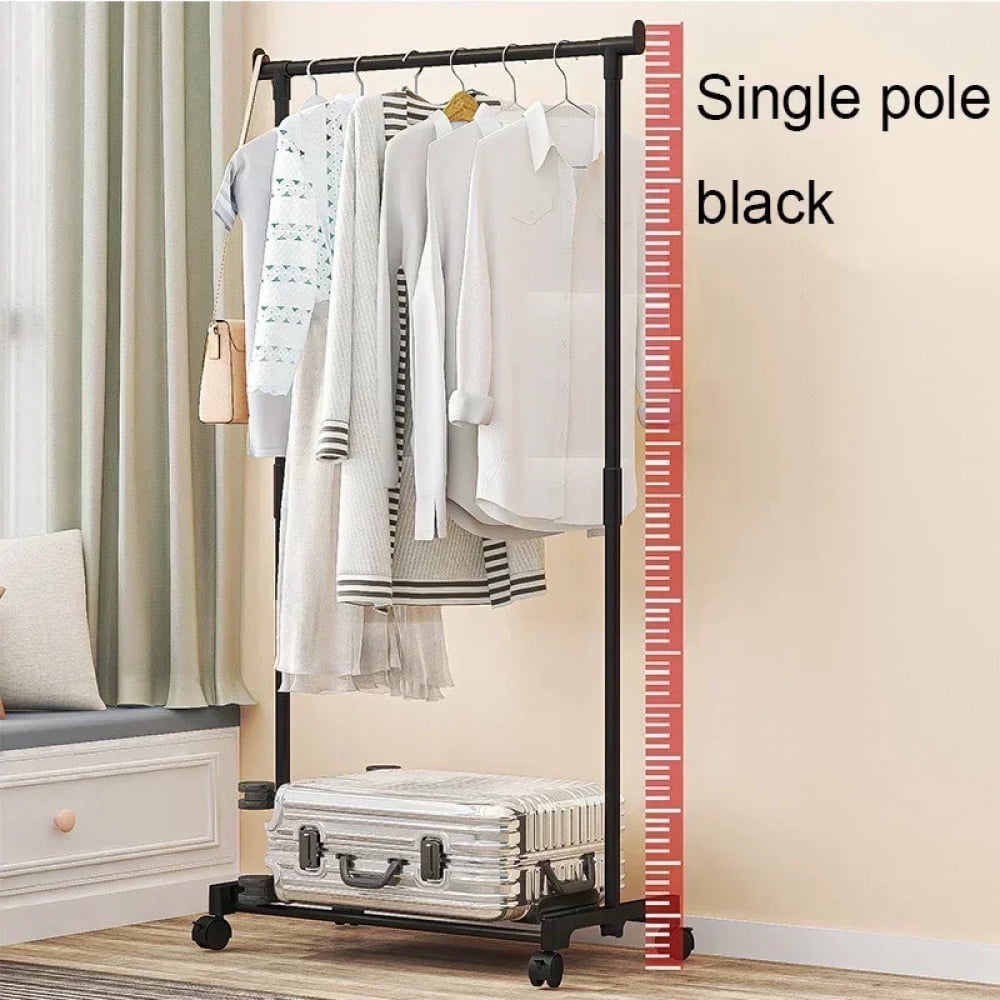 Movable Coat Rack Double Clothes Shelf Simple Rod Clothes Floor ...