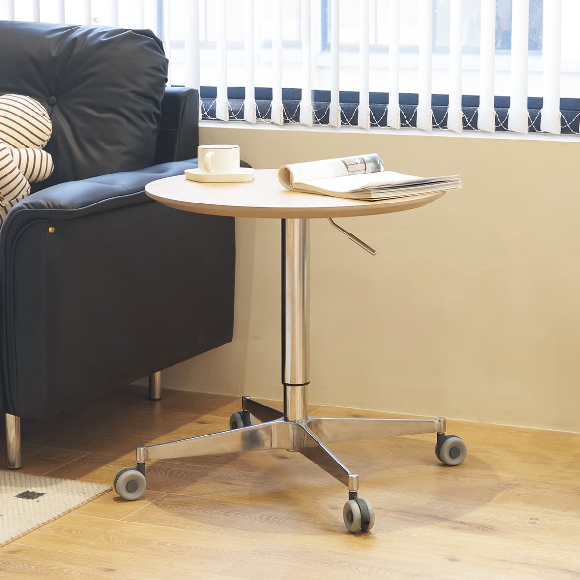 Movable Coffee Table with Aluminum Star Base, 360° Swivel Counter Bar ...