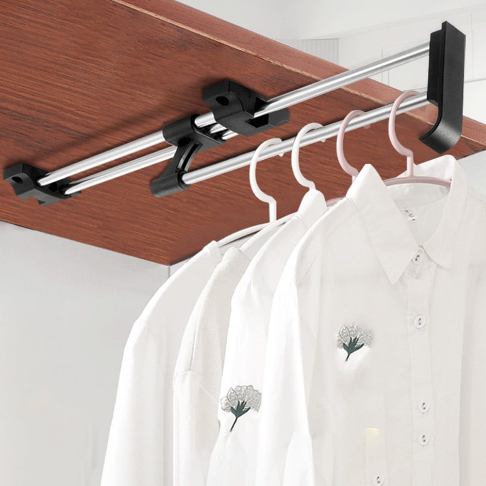 Movable Crossbar Clothes Hanger Top Mount Wardrobe Closet Rail Rod Cold ...