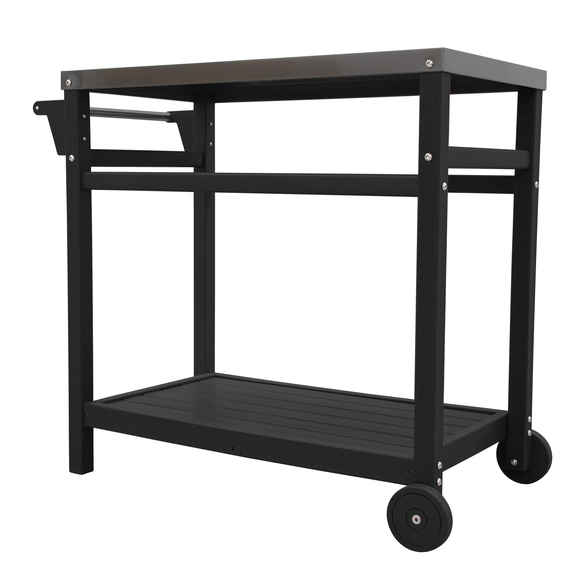 Movable Dining Cart Table with Double Shelves, Food Delivery Truck ...