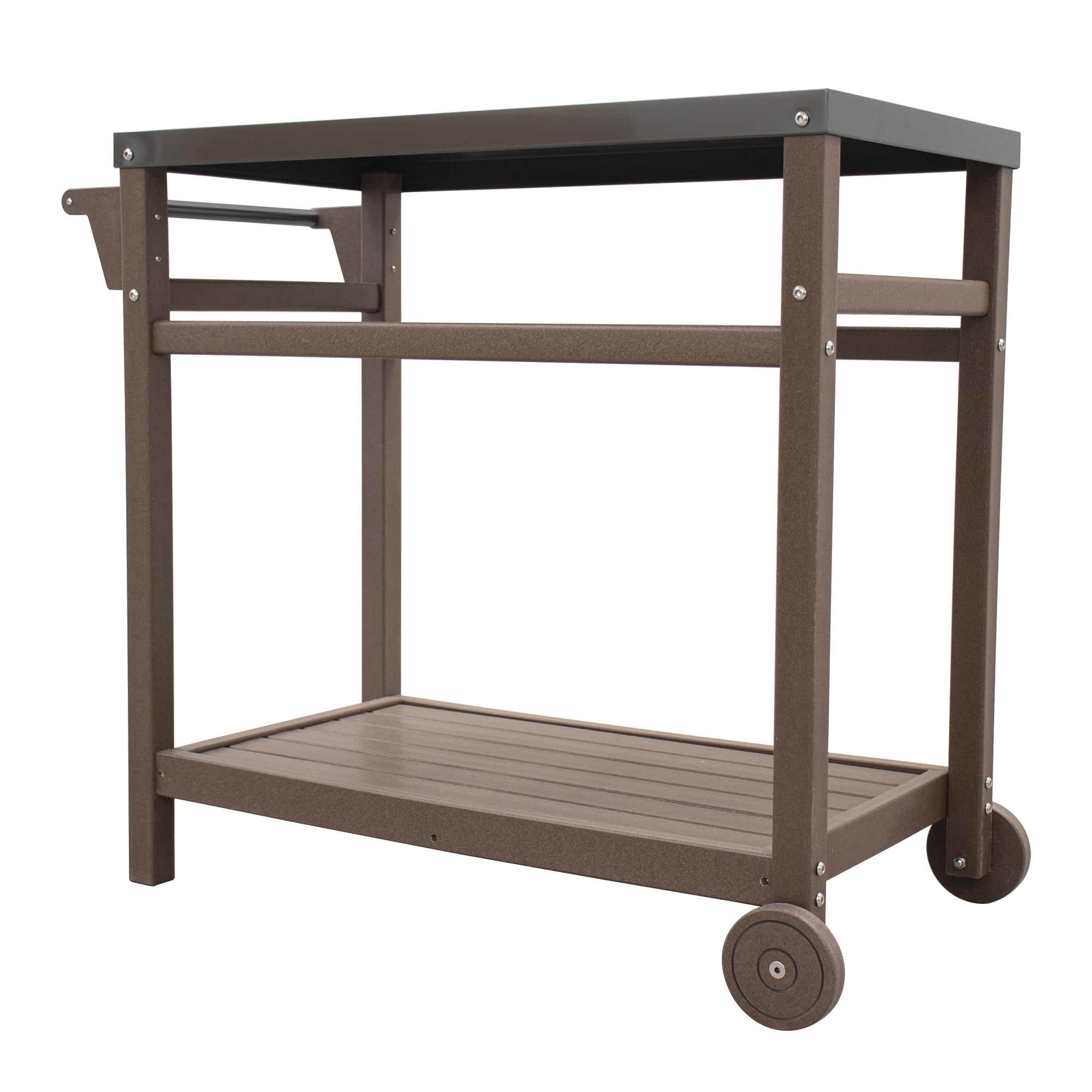 Movable Dining Cart Table with Double Shelves, Food Delivery Truck ...