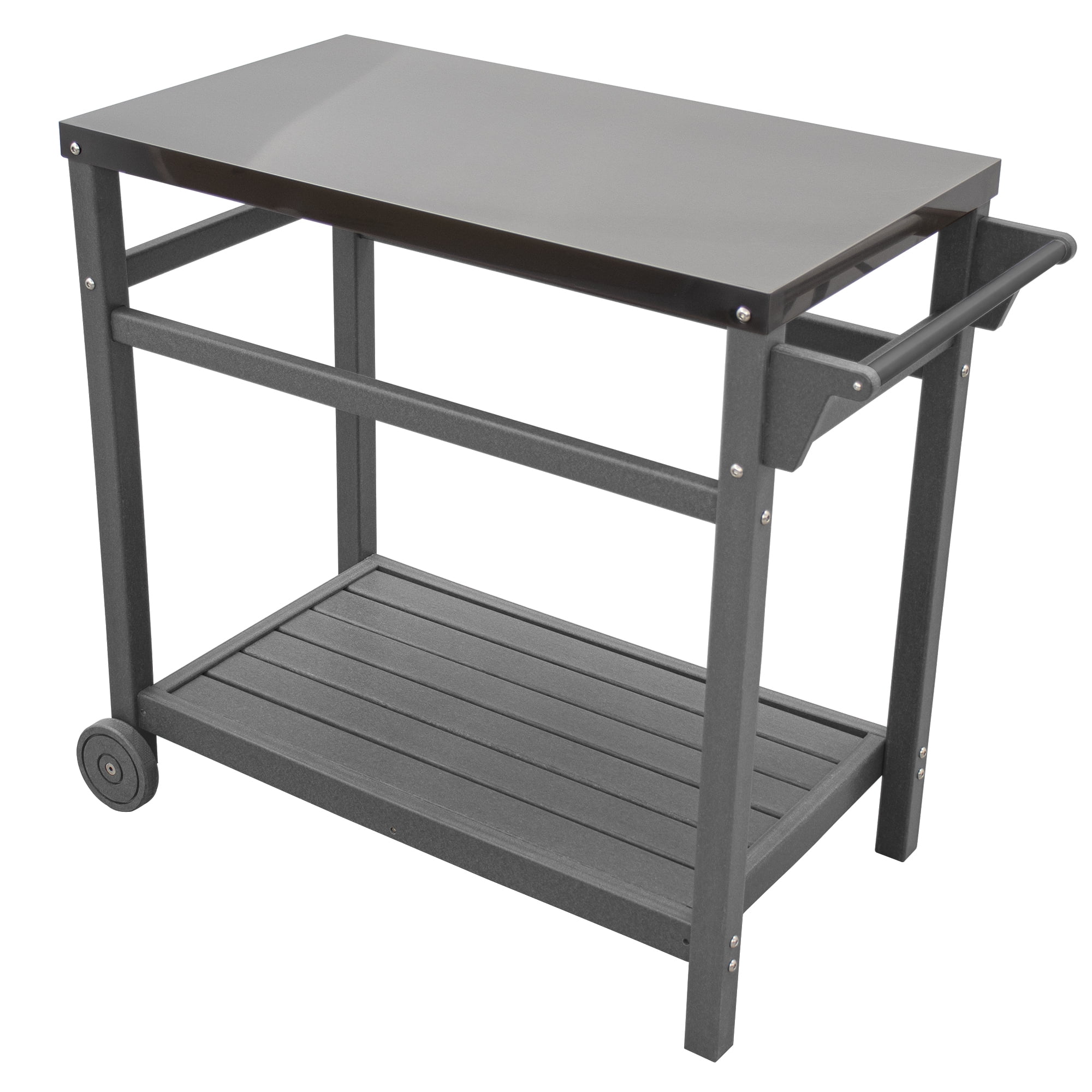 Movable Dining Cart Table with Double Shelves, Food Delivery Truck ...