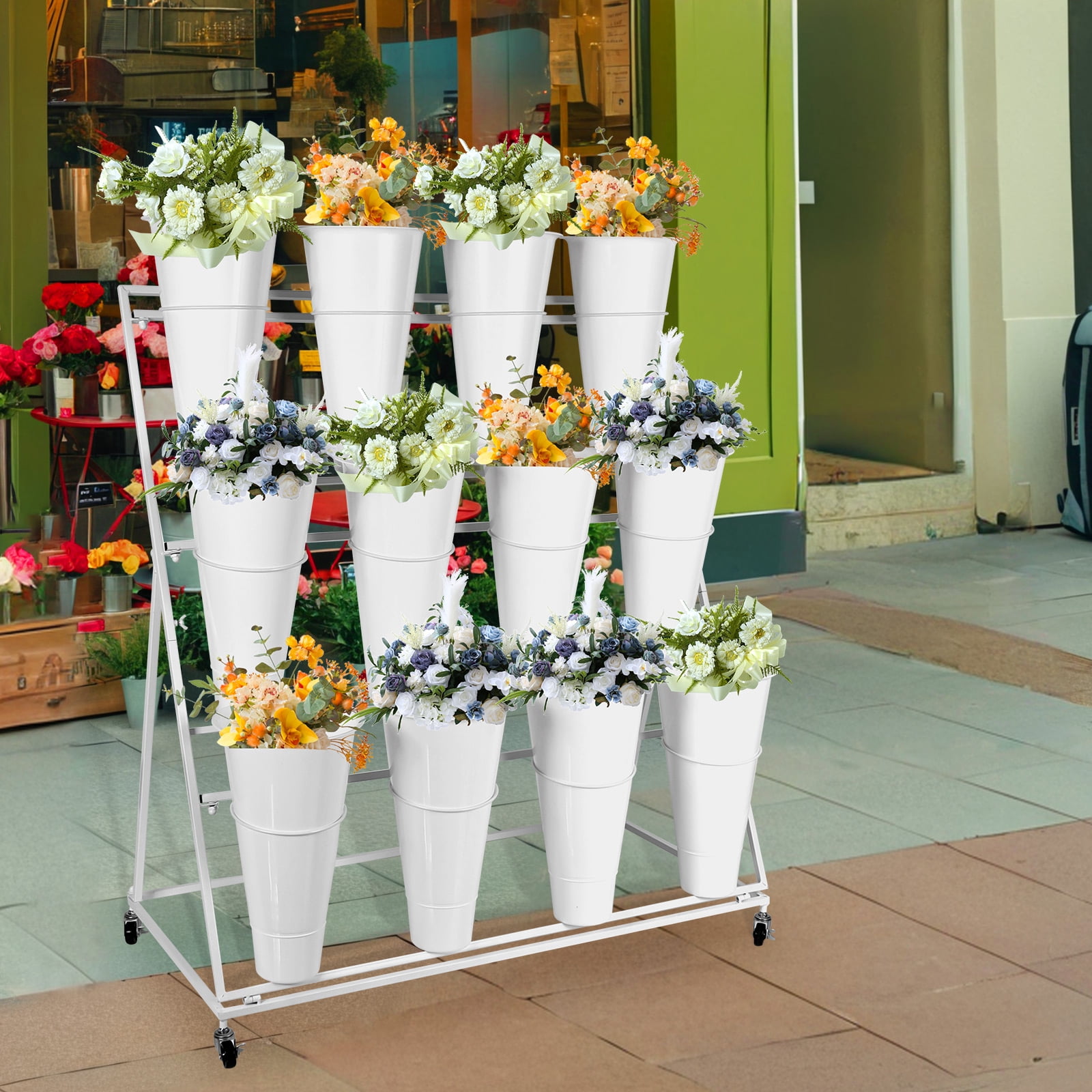 Movable Flower Display Cart for Industrial Factories, 3 Tiers, Heavy ...